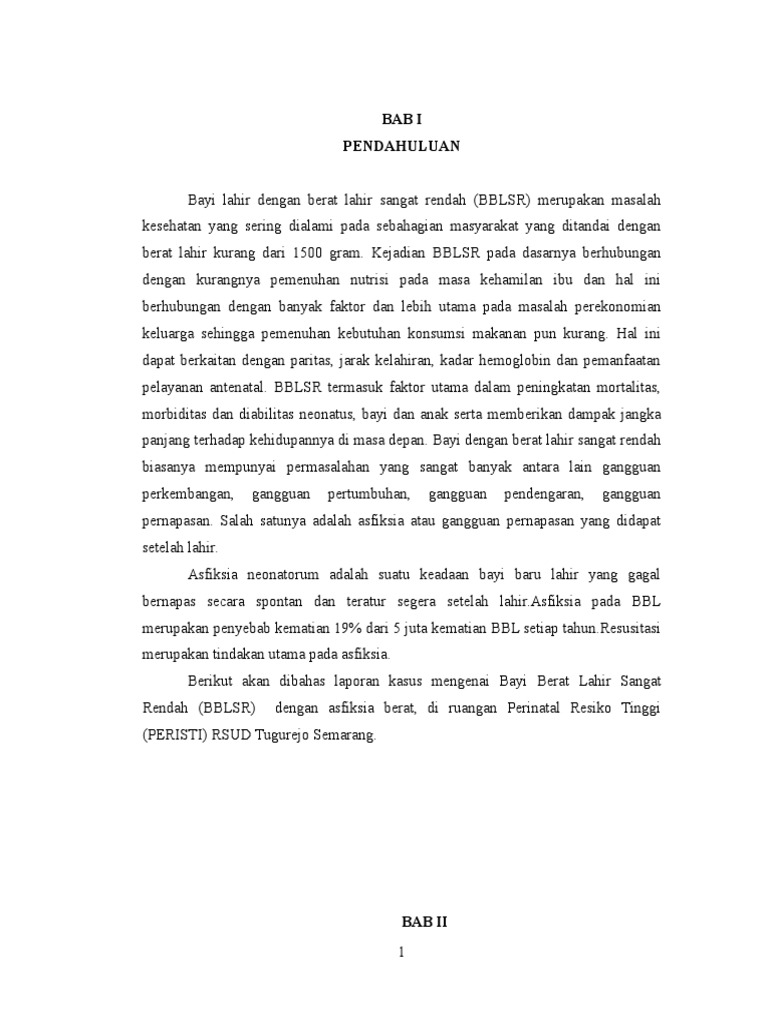 Laporan Kasus BBLR Asfiksia | PDF | Pengembangan Diri | Kesehatan Holistik