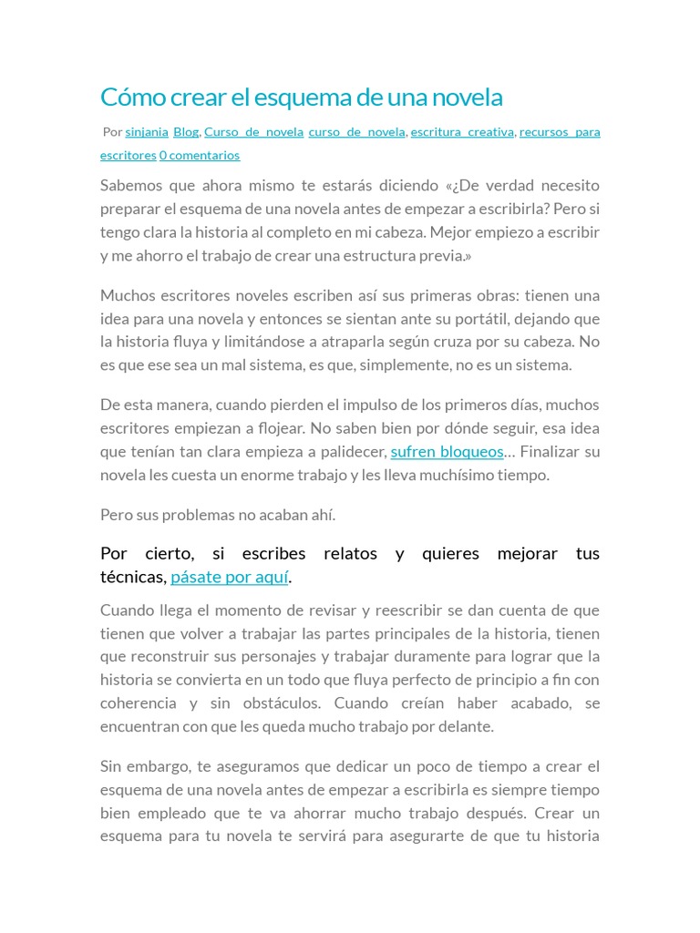 Esquema para escribir una novela | PDF | Novelas | Escritura