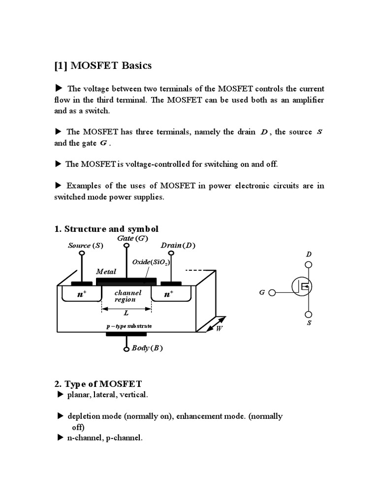 Mosfet Basics | PDF | Field Effect Transistor | Mosfet