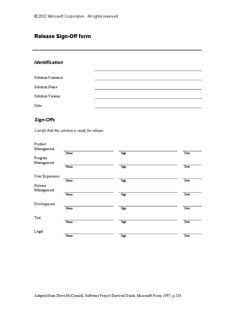 Release Signoff Form | PDF