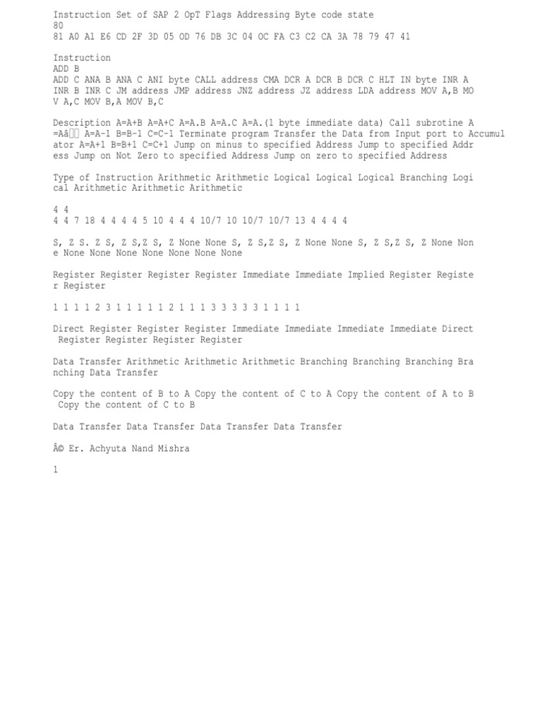 Instruction Sap 2 | PDF | Instruction Set | Electronic Design