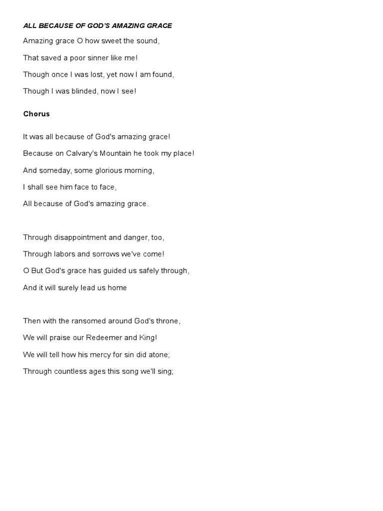 All Because of God's Amazing Grace | PDF