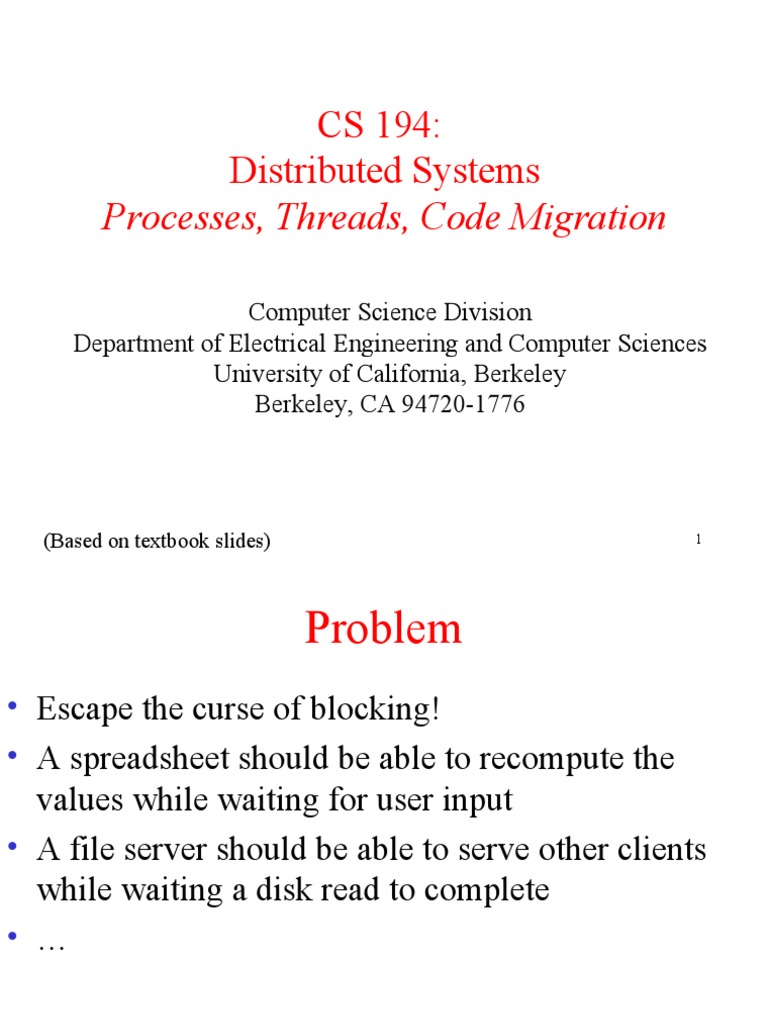 Thread Vs Processes in Distributed Systems | Download Free PDF | Thread (Computing) | Process ...