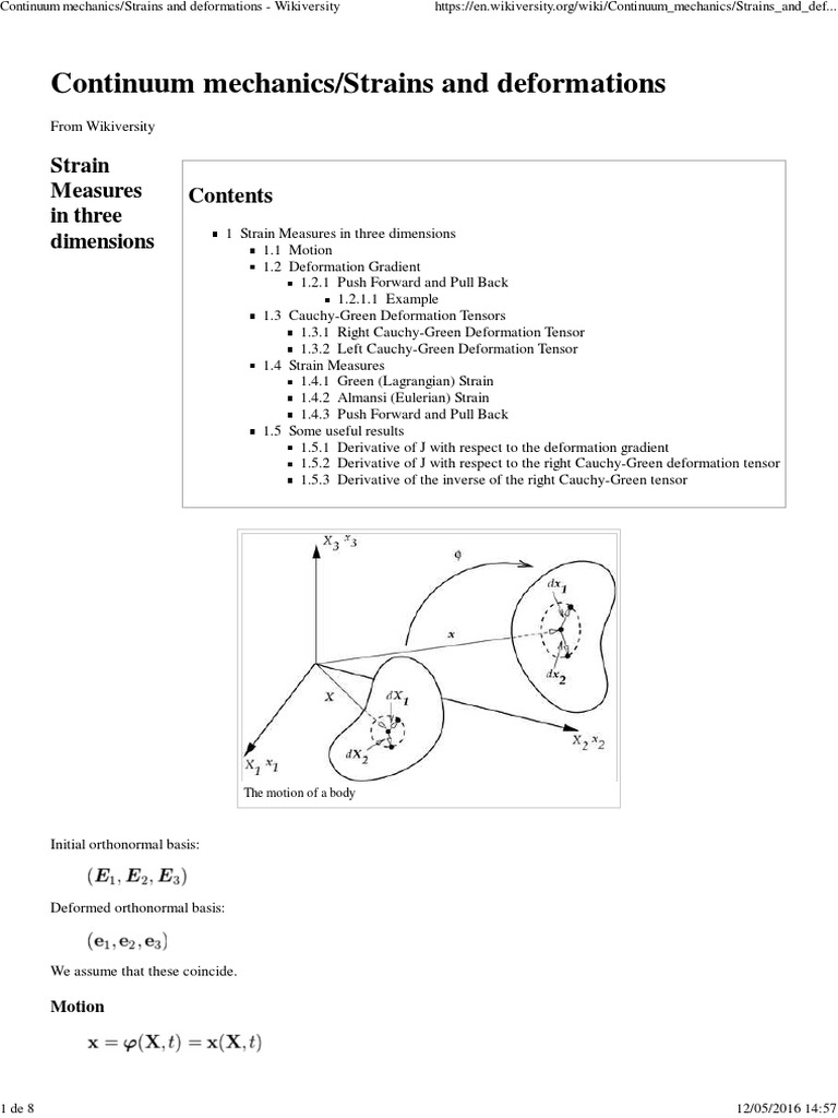 Continuum Mechanics - Strains and Deformations - Wikiversity | PDF ...