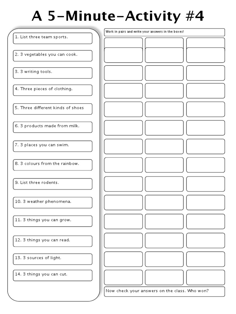 5 Minute Activity #4 | PDF | Nature