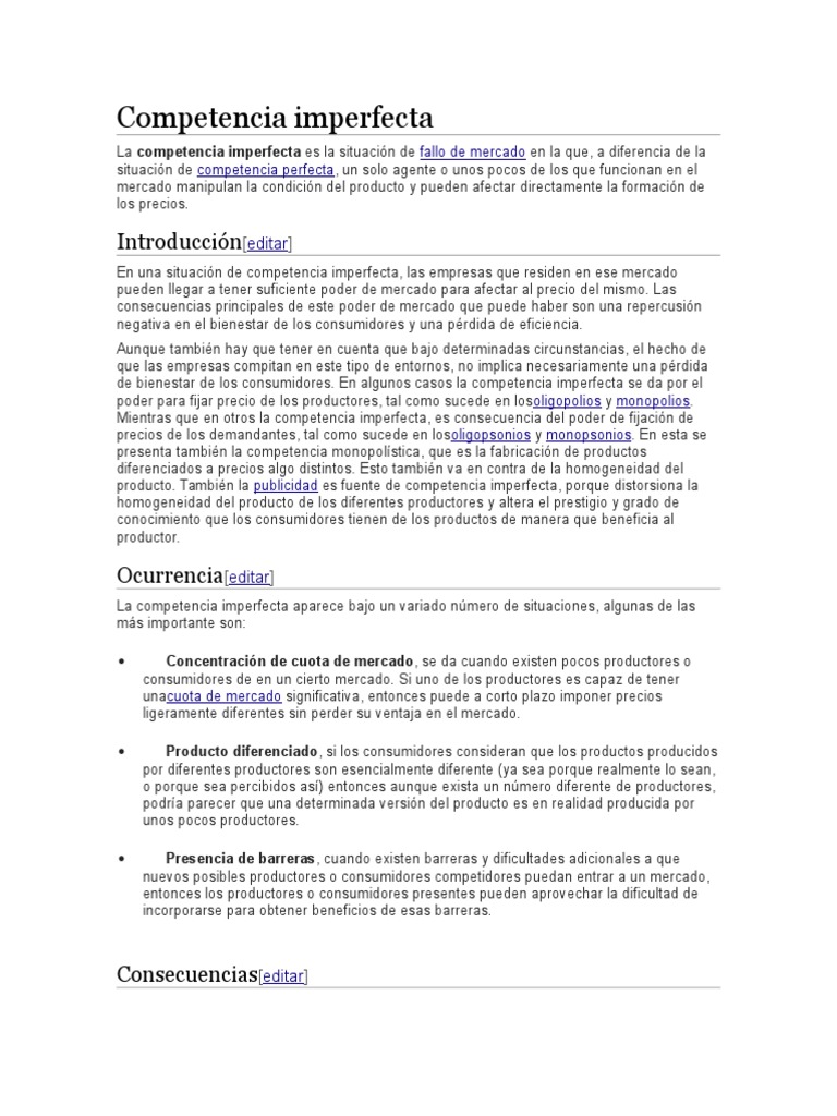 Entendiendo la Competencia Imperfecta | PDF | Competencia imperfecta ...