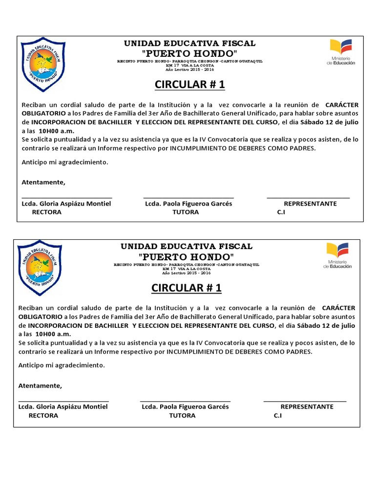 Modelo de Circular para Padres | PDF
