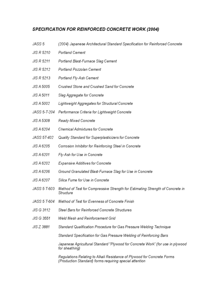 Japanese Concrete & Steel Standards | PDF | Concrete | Screw
