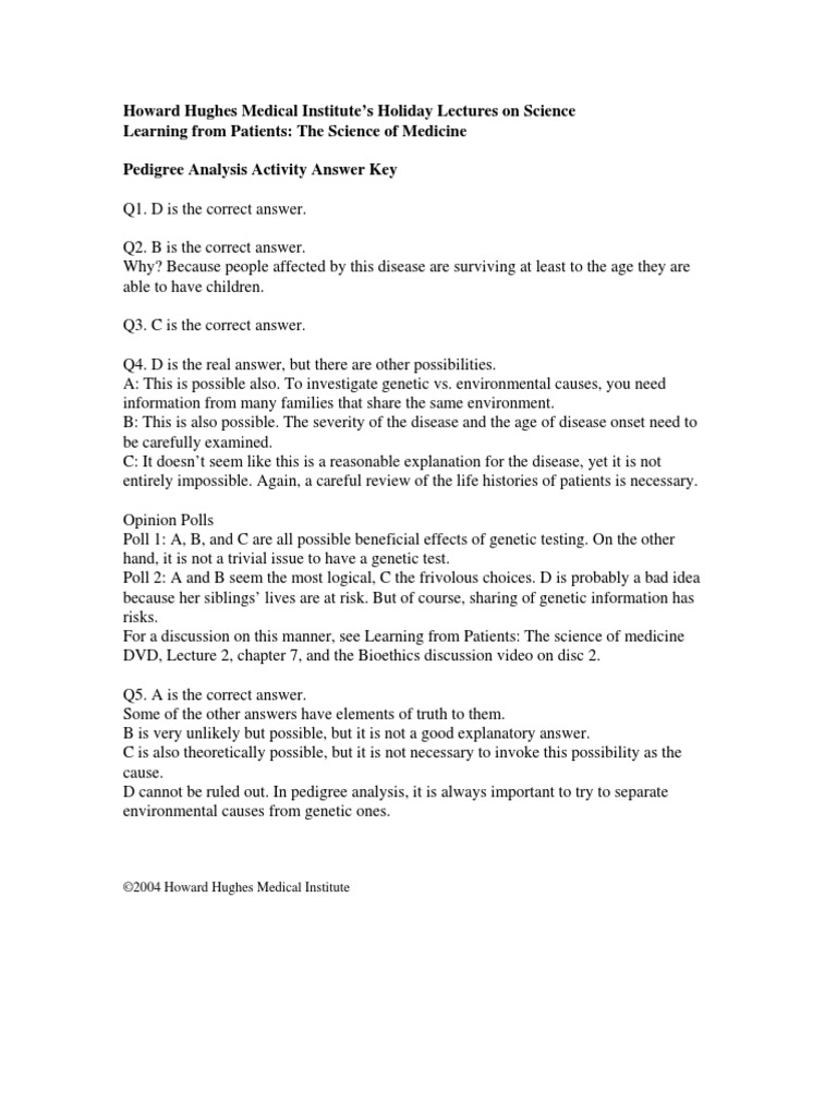 Pedigree Analysis Answer Key | PDF