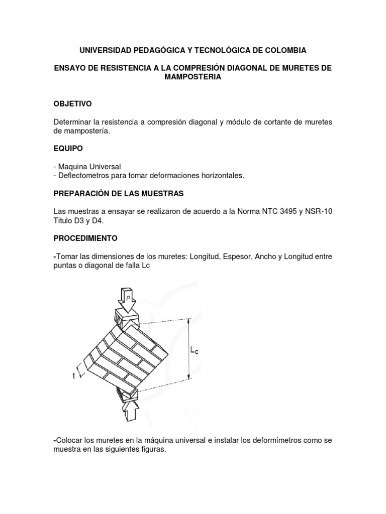 Resistencia Diagonal en Muretes de Mampostería | PDF | Tecnología