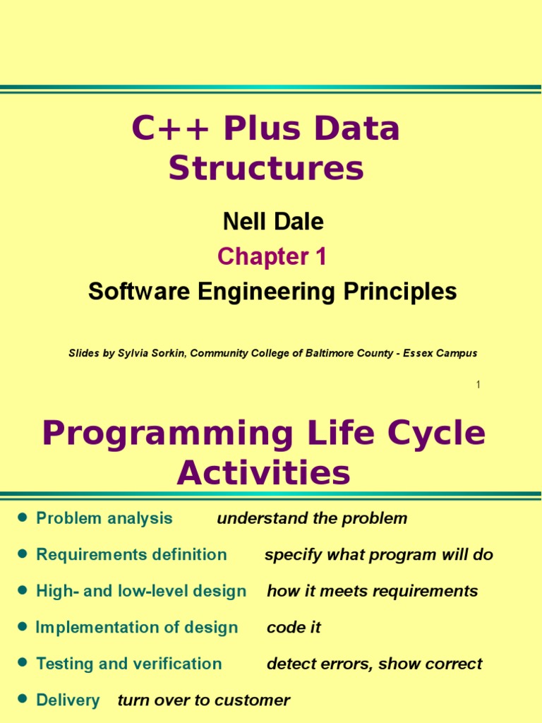 C++ Plus Data Structures: Nell Dale Software Engineering Principles | PDF | Object Oriented ...