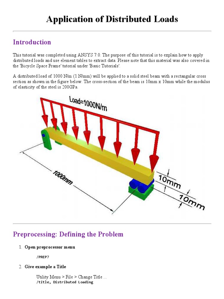 Ansys Tutorials | Graphical User Interfaces | Beam (Structure)