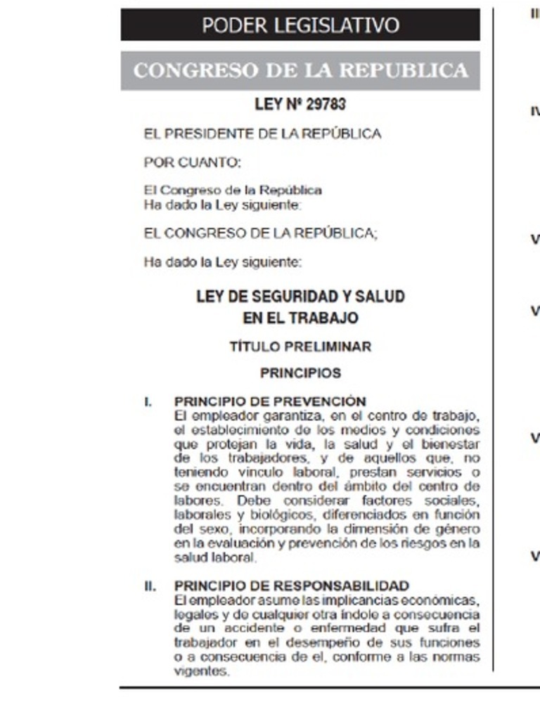Ley 29783 de Seguridad Salud Trabajo | PDF