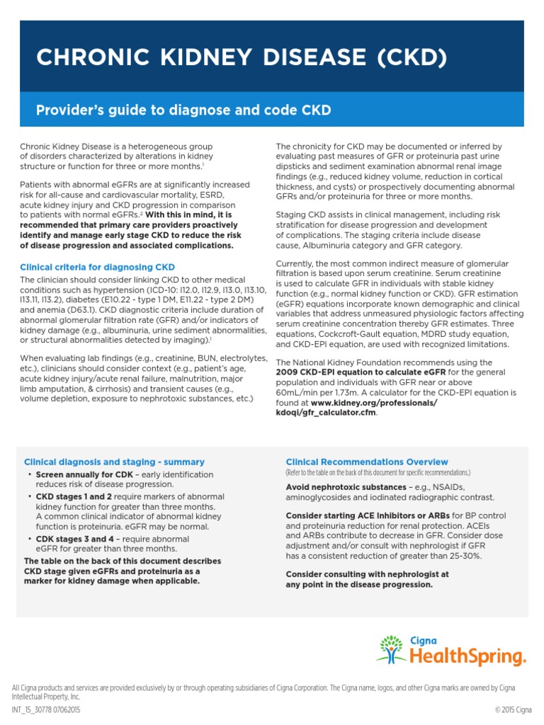 Chronic Kidney Disease (CKD) : Provider's Guide To Diagnose and Code ...
