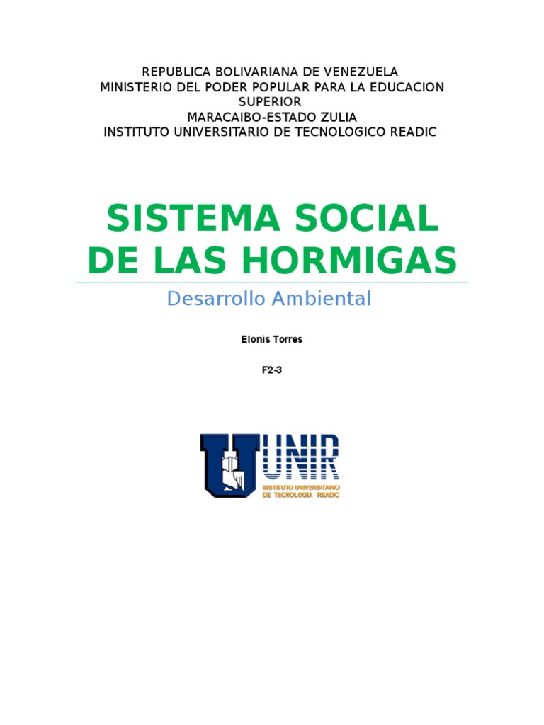 Sistema Social de Las Hormigas | PDF | Sociobiología | Hormiga
