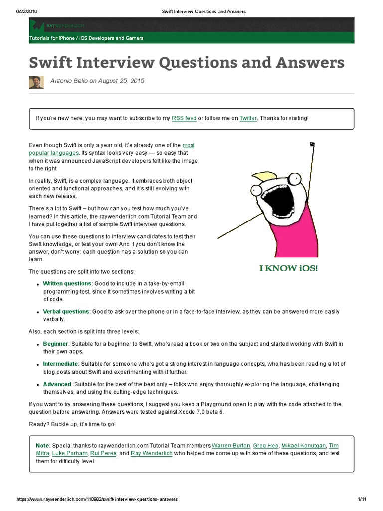 Swift Interview Questions And Answers Pdf Pdf Swift Programming Language Pizza
