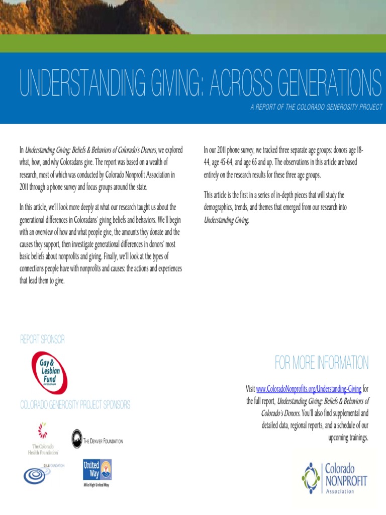 Understanding Giving: Across Generations | PDF | Donation | Fundraising