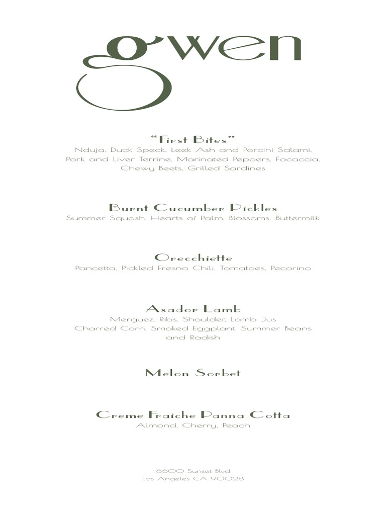 Gwen Dinner Menu 7.12 | PDF