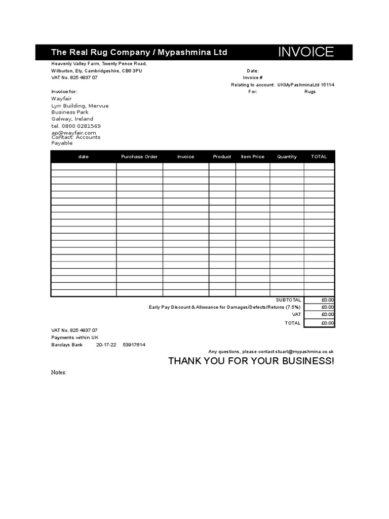 XXXX-XX-XX Wayfair Rugs Invoice XXX | PDF