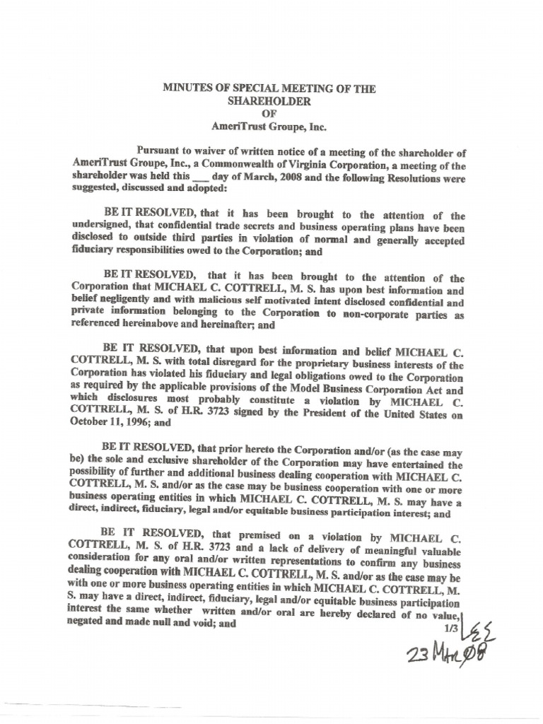 Michael C Cottrell Termination 23mar08 | PDF