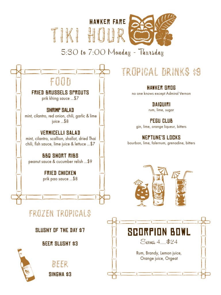 Hawker Fare Tiki Hour Menu | PDF