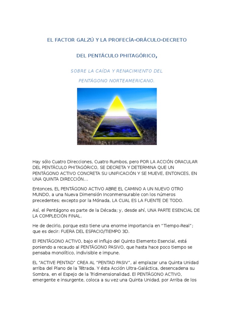 El Factor Galzú y La Profecía-Oracular-Decreto Del Pentáculo ...