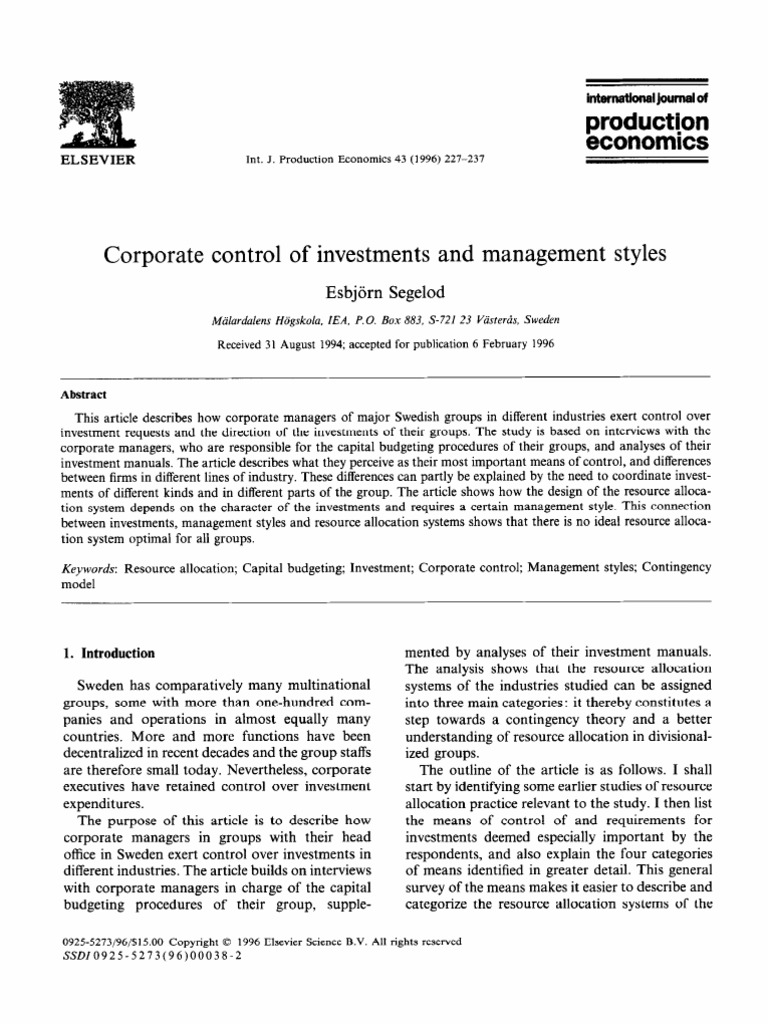 Corporate Controlof Investments Management | PDF | Strategic Management ...