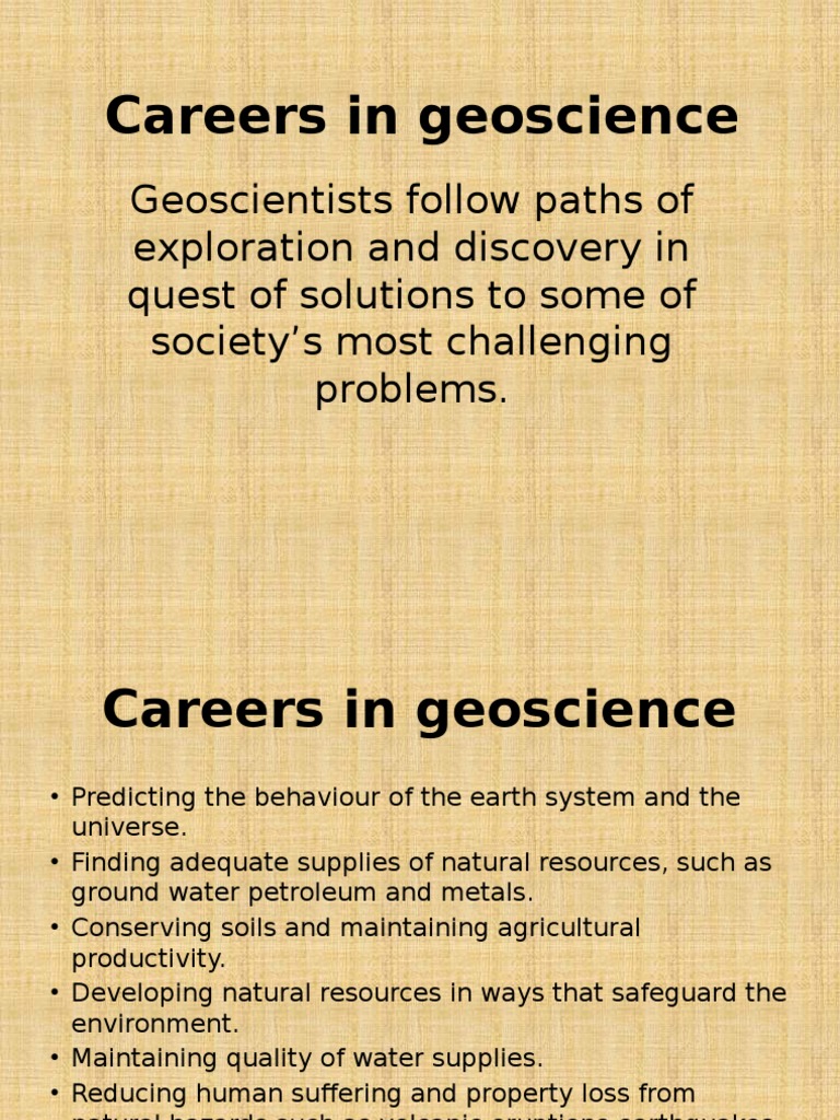 Careers in geoscience.pptx | Geology | Earth Sciences