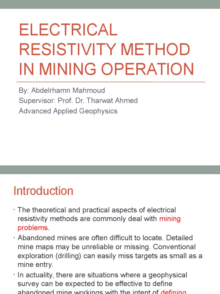 Electrical Resistivity Method in Mining Operation | PDF | Electrical ...