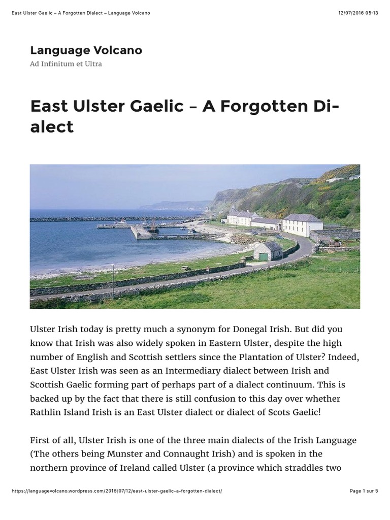 East Ulster Gaelic, A Forgotten Dialect PDF | PDF | Irish Language | Ulster