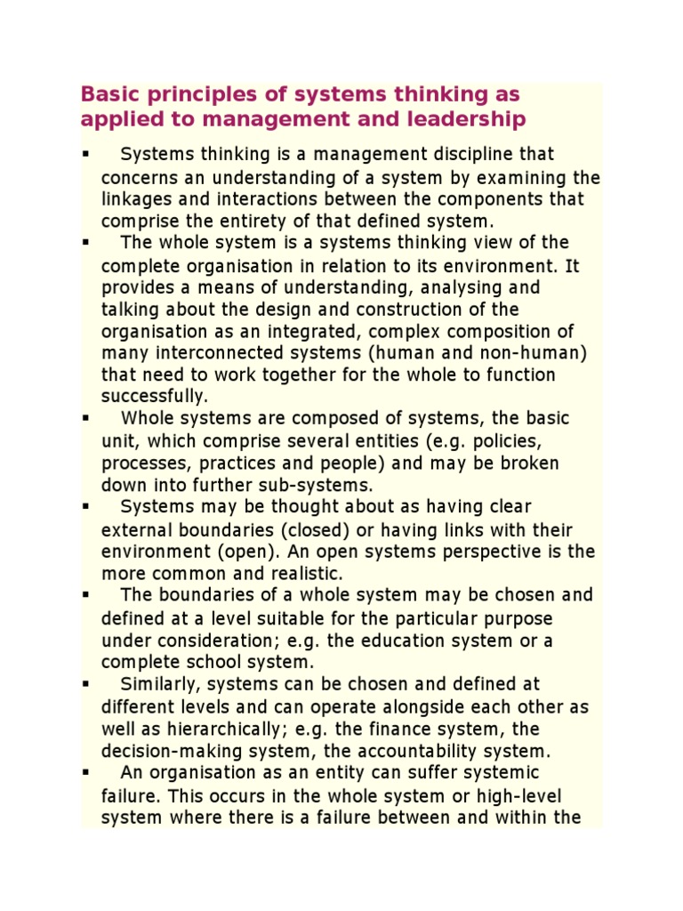 Basic Principles of Systems Thinking | PDF | Systems Thinking | System