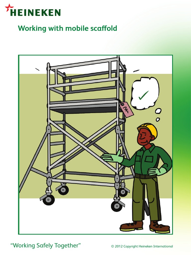 00 Working With Mobile Scaffolds - Safety Card A4 Size - English PDF | PDF