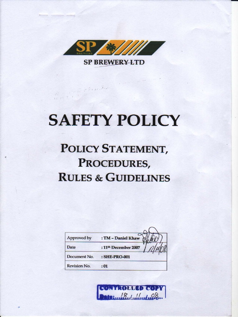 SPB Safety Policy Manual 05 02 2008-2.pdf | Occupational Safety And ...