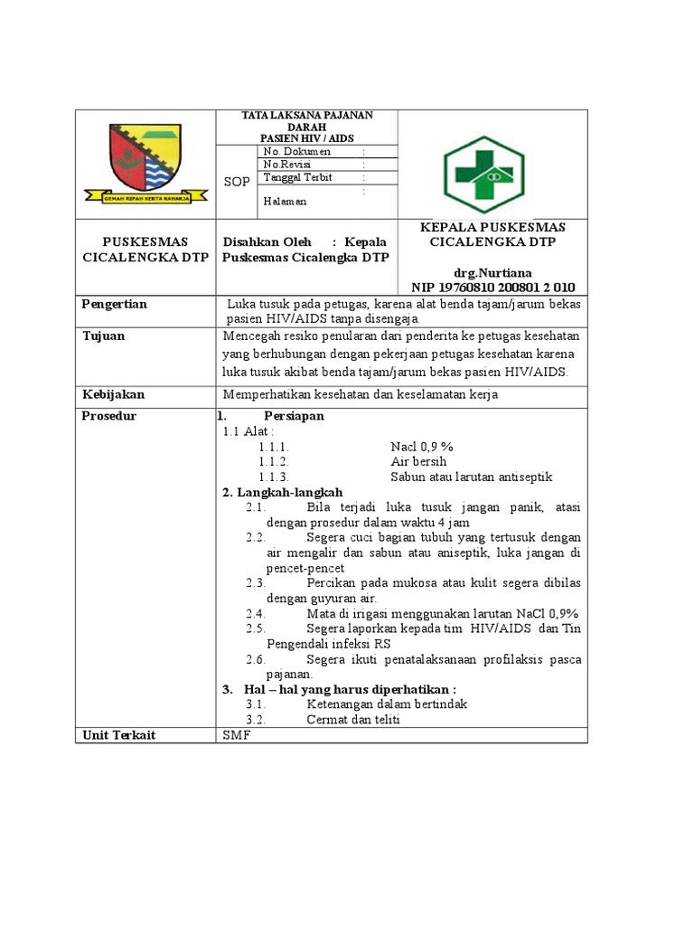 Sop Hiv Dan Sop Pal | PDF