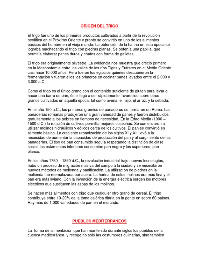 Origen y evolución del trigo | PDF | Salud y bienestar