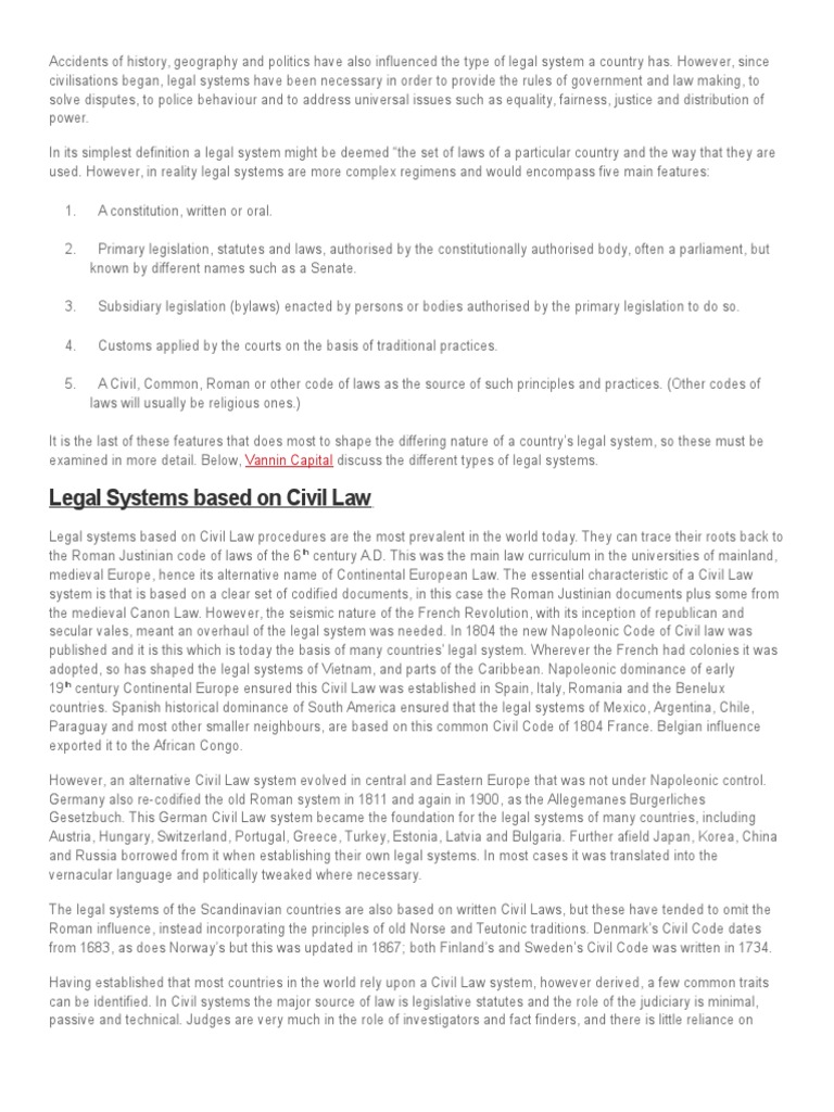 Legal SystemsorTraditions Worldwide | PDF | Civil Law (Legal System ...