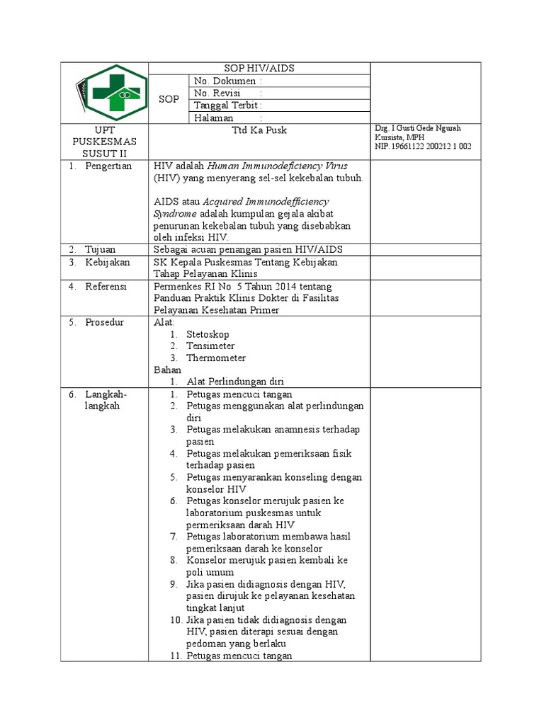 Sop Hiv | PDF