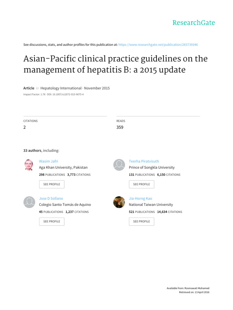 APASL Guide - 2015 PDF | PDF | Hepatitis B | Hepatitis