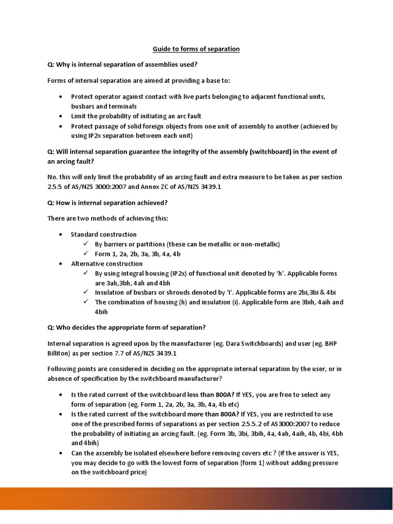 Guide To Forms of Separation | PDF | Electrical Engineering | Electricity