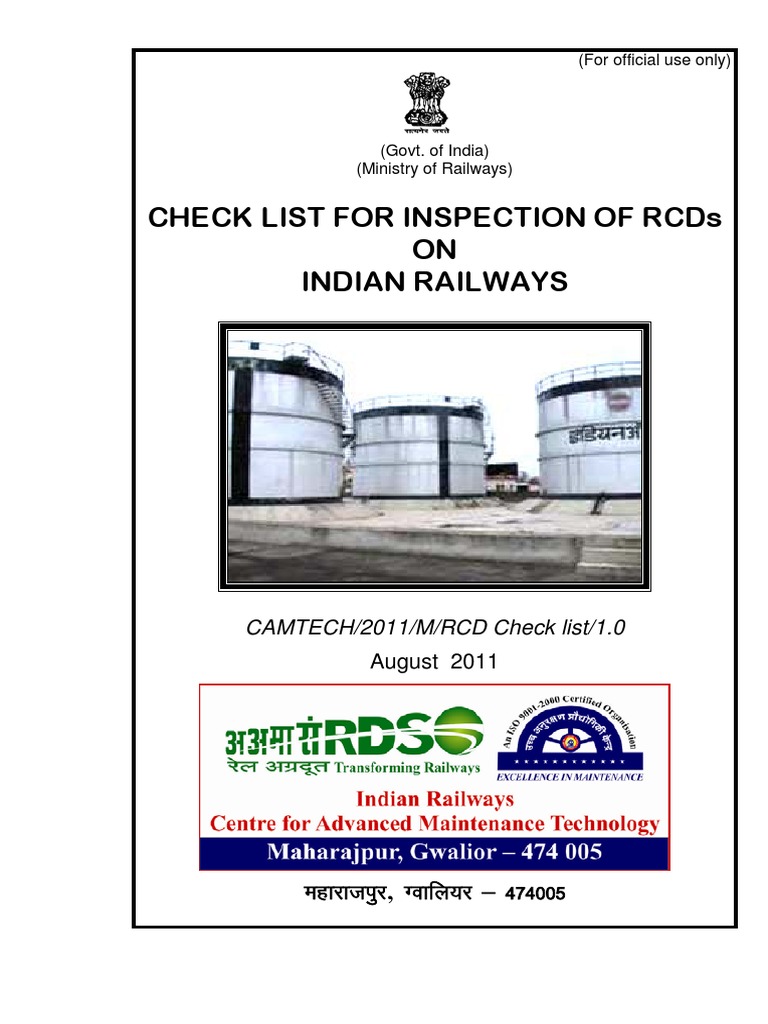 RCD inspection checklist | PDF | Rail Transport | Fuel Oil