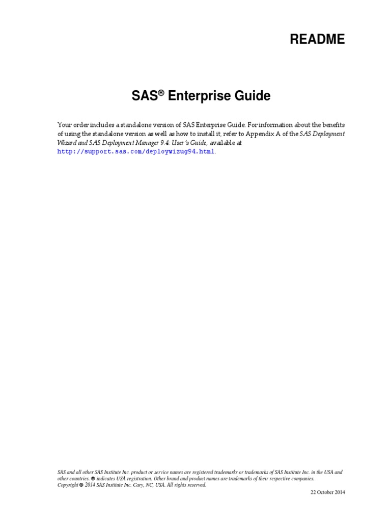 SAS Enterprise Guide Independent Installer Readme | PDF