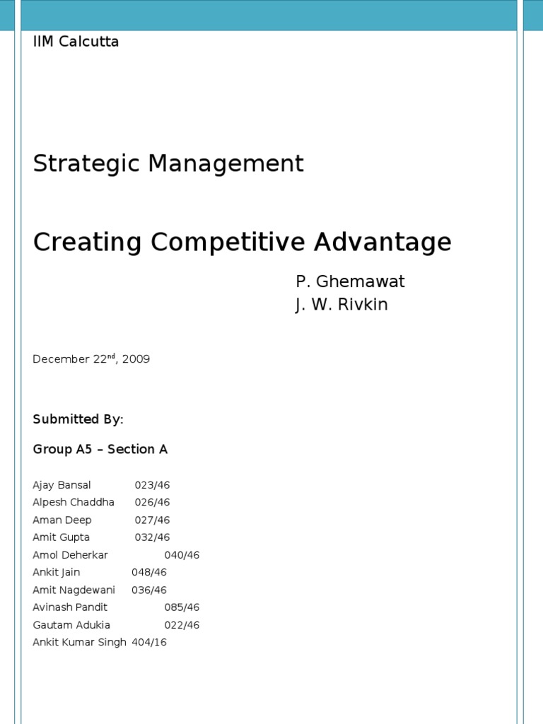 Creating Competitive Advantage | PDF | Competitive Advantage | Strategic Management