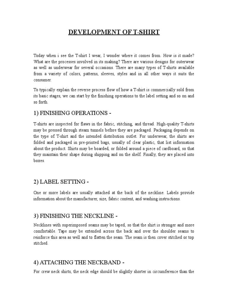 NPD Assignment 1 - Development of A T-Shirt | PDF | Seam (Sewing) | T Shirt