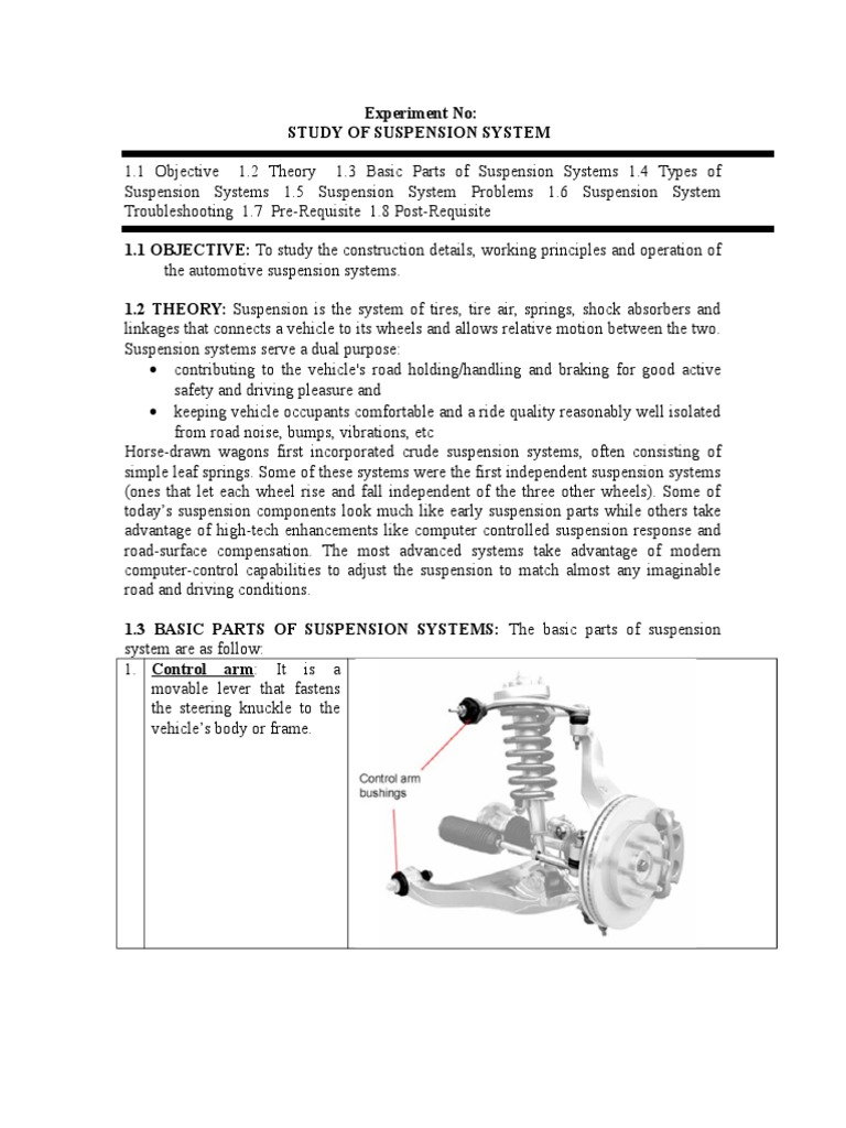 Suspension System | PDF | Suspension (Vehicle) | Vehicles