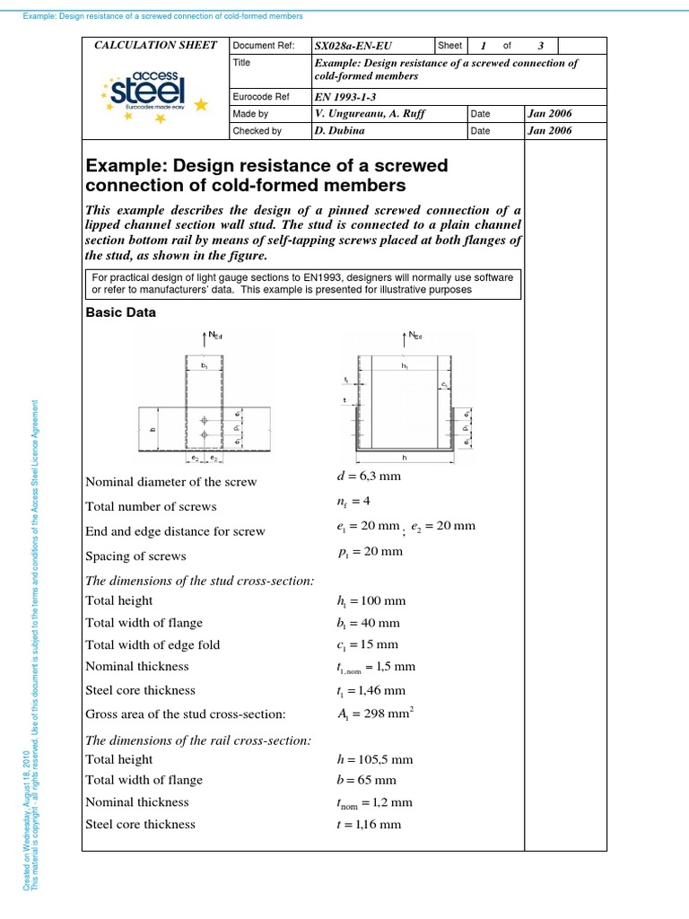 SX028a-EN-EU-Example - Design Resistance of A Screwed Connection of ...