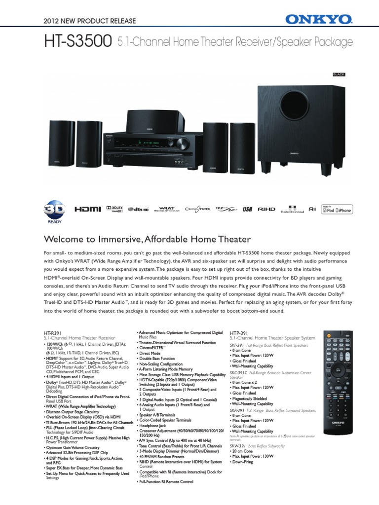 Onkyo Ht-s3500 | PDF | Hdmi | I Pod