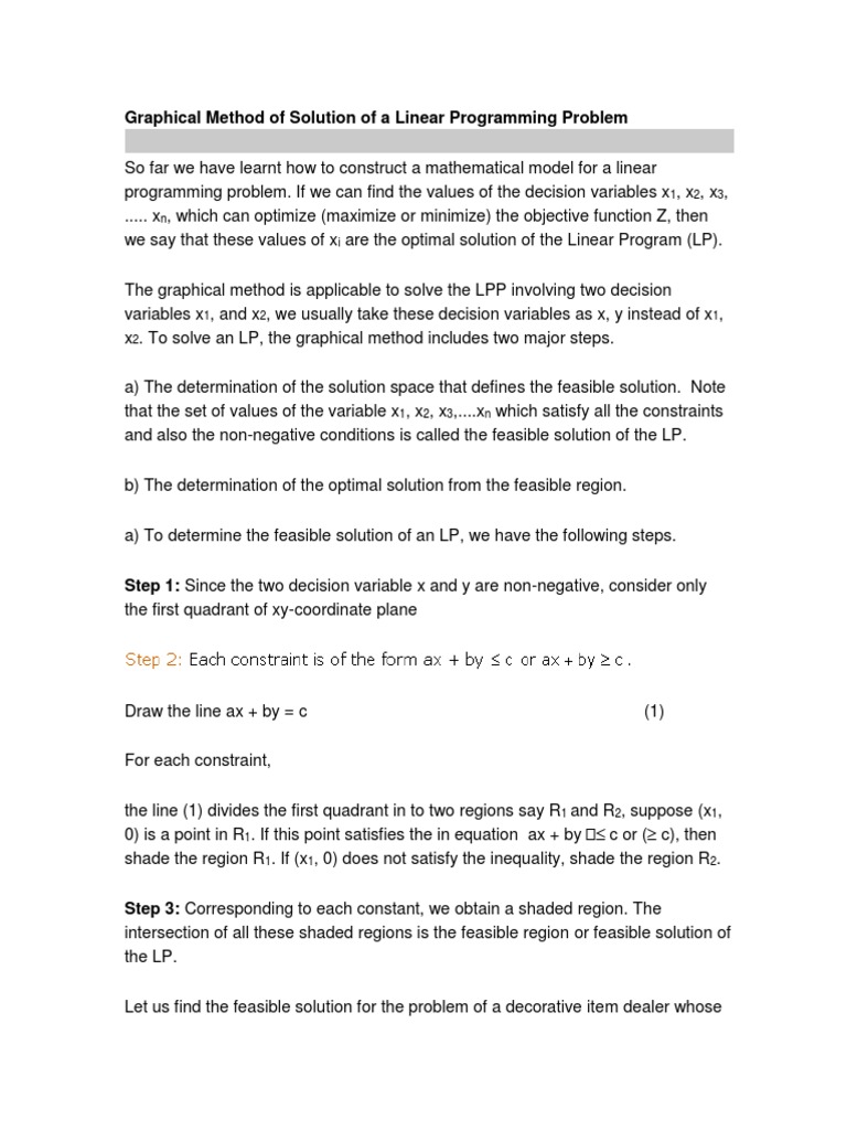 Graphical Method To Solve Lpp Mathematical Optimization Linear Programming