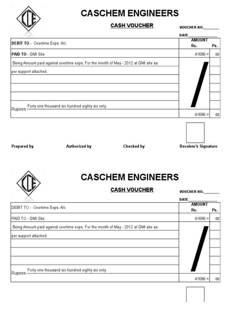 Caschem Engineers: Cash Voucher | PDF