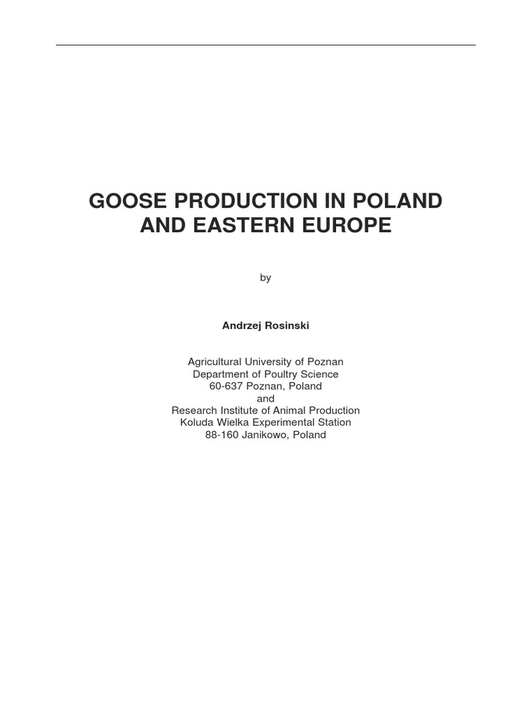 Goose Production in Poland and Eastern Europe | PDF | Poultry | Goose