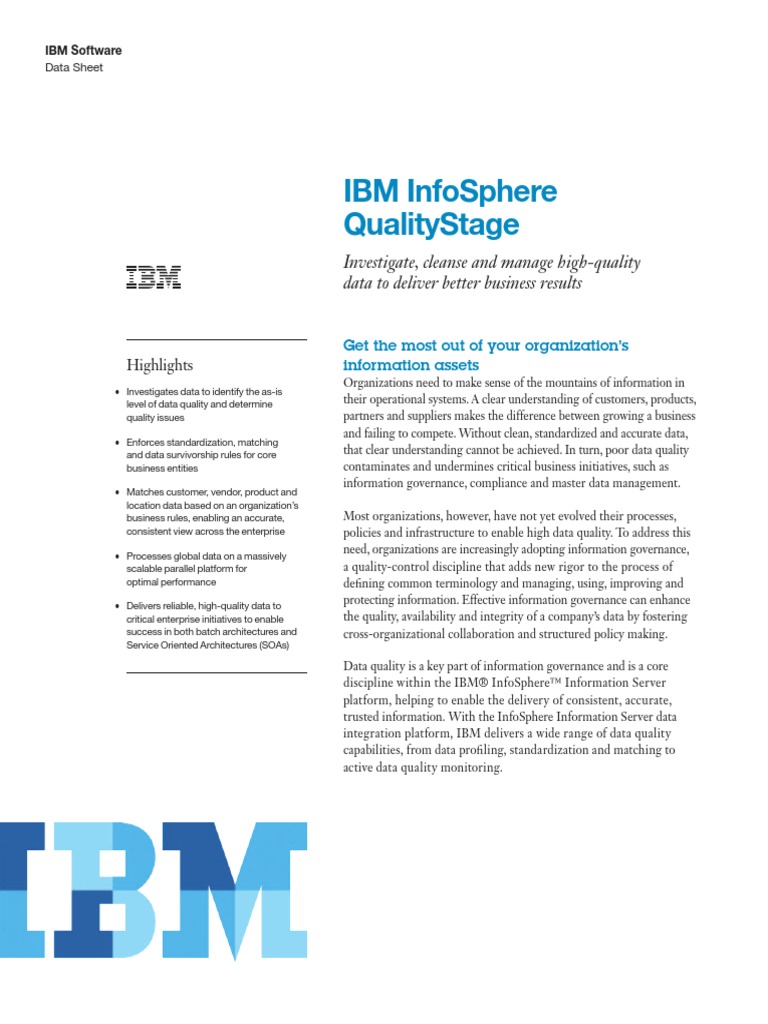 IBM InfoSphere QualityStage | PDF | Information Governance | Data Quality